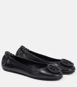 Tory Burch Minnie Leather Ballet Flats - Black
