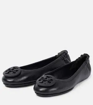 Tory Burch Minnie Leather Ballet Flats - Black