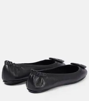 Tory Burch Minnie Leather Ballet Flats - Black