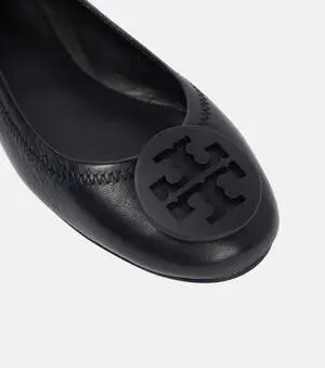 Tory Burch Minnie Leather Ballet Flats - Black