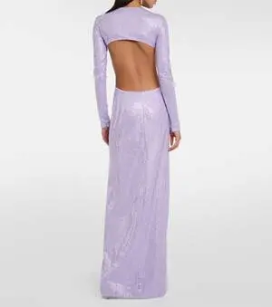 AREA Crystal-embellished Cutout Gown