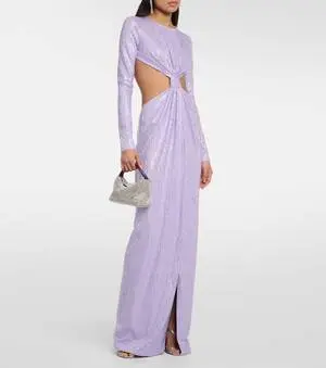AREA Crystal-embellished Cutout Gown