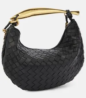 Bottega Veneta Sardine Chain Intrecciato Leather Shoulder Bag - Black