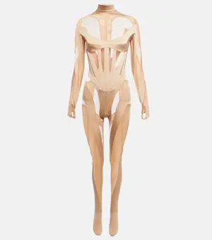 MUGLER Paneled Jumpsuit - Pink
