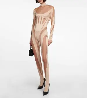 MUGLER Paneled Stretch Jumpsuit