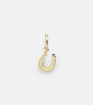 MARIE LICHTENBERG Baby Charm Horseshoe 18kt Single Earring With Sapphire - Gold