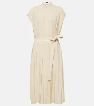 JOSEPH Davidge Plisse Midi Dress - Neutrals