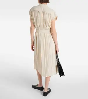 JOSEPH Davidge Plisse Midi Dress - Neutrals