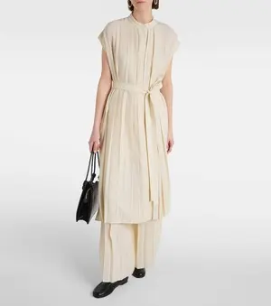 JOSEPH Davidge Plisse Midi Dress - Neutrals