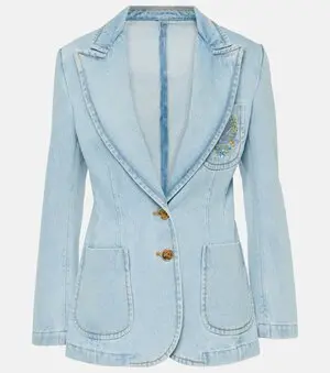 Etro Embroidered Denim Blazer