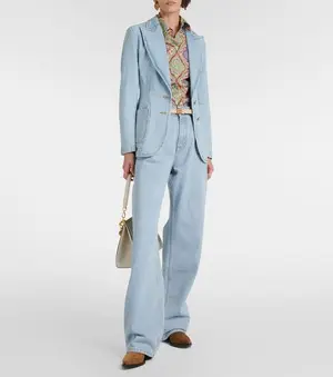 Etro Embroidered Denim Blazer