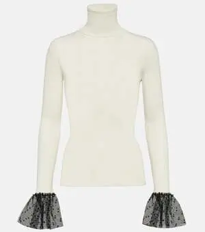 Red Valentino Ribbed-knit Wool-blend Top