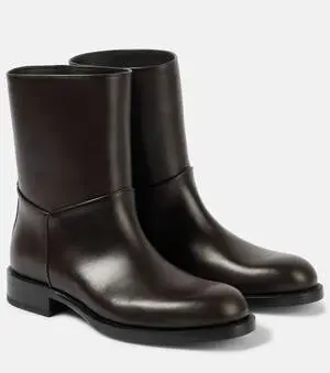 THE ROW Nobilis Leather Ankle Boots
