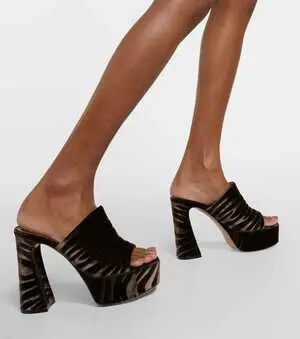GIANVITO ROSSI Holly Zebra-print Platform Mules - Black