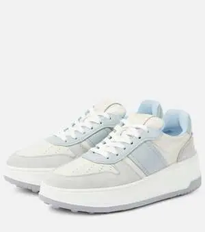 TOD'S Leather-trimmed Sneakers - Grey