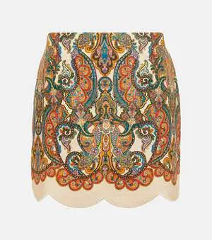 Zimmermann Ottie Paisley Linen Miniskirt