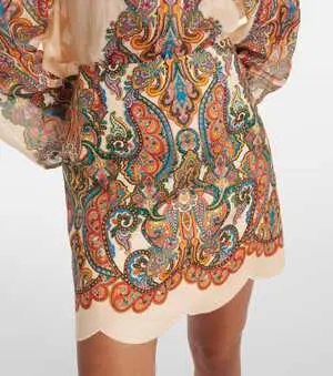 Zimmermann Ottie Paisley Linen Miniskirt