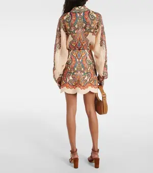 Zimmermann Ottie Paisley Linen Miniskirt