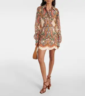 Zimmermann Ottie Paisley Linen Miniskirt