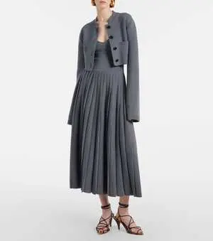Khaite Ello Cropped Wool-blend Jacket - Grey