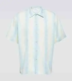 Commas Oversized Striped Bowling Shirt - Blue