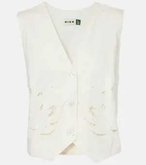 Rixo Norah Embroidered Cotton And Linen Vest