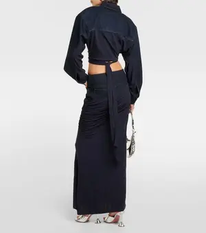 Christopher Esber Ruched Denim Maxi Skirt