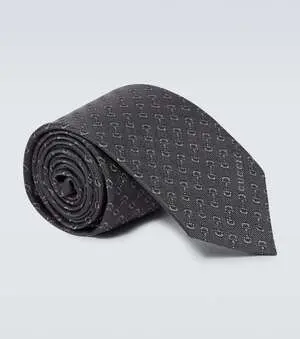 Gucci Horsebit Silk Jacquard Neck Tie - Grey