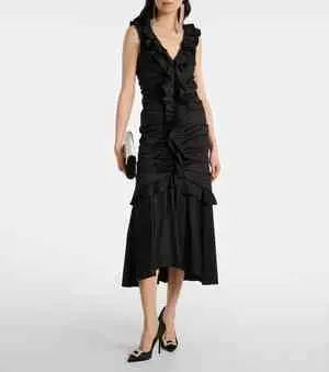 Carolina Herrera Ruffled Cotton-blend Midi Dress