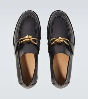 Bottega Veneta Astaire Knot Leather Loafers - Black