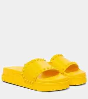 CHRISTIAN LOUBOUTIN Pool Stud Embellished Slides - Yellow
