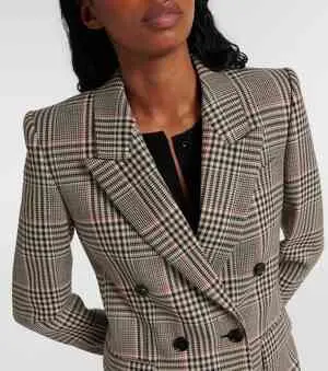 Chloé Double-breasted Checked Wool Blazer - Grey