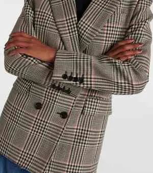 Chloé Double-breasted Checked Wool Blazer - Grey