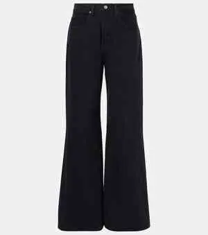 FRAME Easy Wide Flare High-rise Jeans - Black
