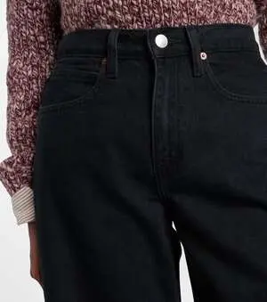 FRAME Easy Wide Flare High-rise Jeans - Black