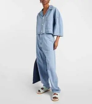 Bottega Veneta Cropped Cotton Denim Shirt
