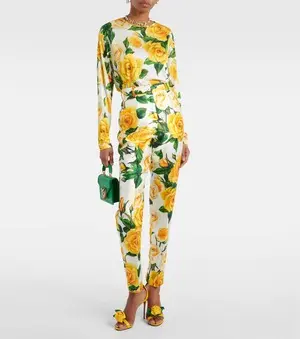 Dolce & Gabbana Floral Silk-blend Pants