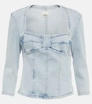 Isabel Marant Vanio Bleached Denim Top - Blue