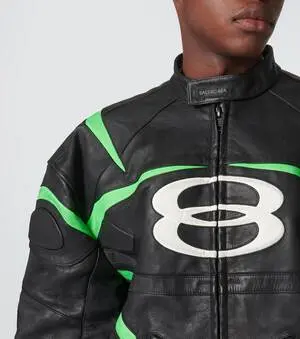 Balenciaga Logo Biker Leather Jacket