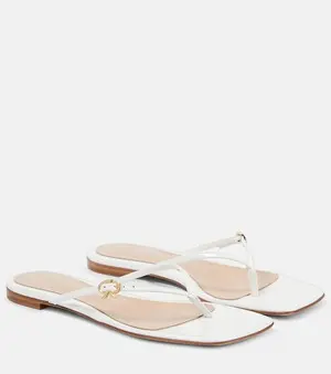 GIANVITO ROSSI Patent Leather Thong Sandals - White