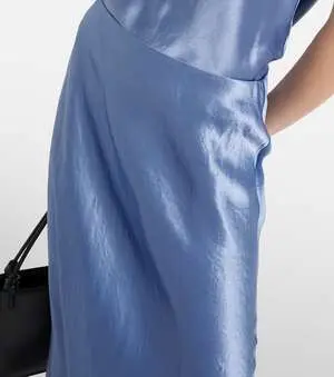 Vince Fringed Satin Midi Skirt