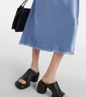 Vince Fringed Satin Midi Skirt