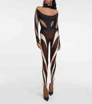 MUGLER Paneled Bodysuit