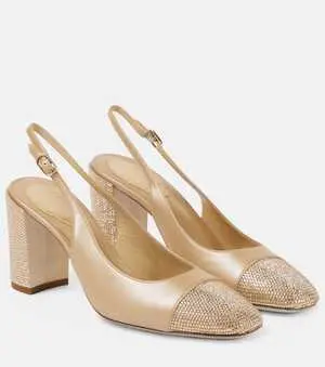 Rene Caovilla Embellished Leather Slingback Pumps