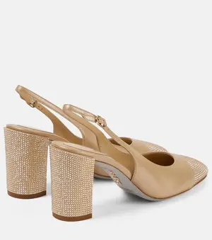 Rene Caovilla Embellished Leather Slingback Pumps