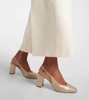 Rene Caovilla Embellished Leather Slingback Pumps