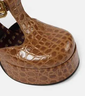 Etro Croc-effect Leather Mary Jane Pumps