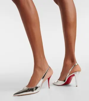 CHRISTIAN LOUBOUTIN Posticha 80 Metallic Leather Slingback Pumps