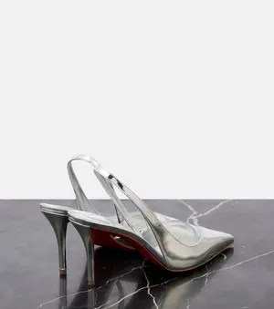 CHRISTIAN LOUBOUTIN Posticha 80 Metallic Leather Slingback Pumps