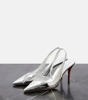 CHRISTIAN LOUBOUTIN Posticha 80 Metallic Leather Slingback Pumps